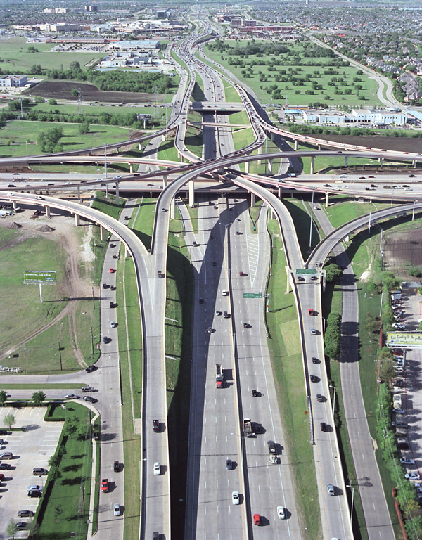 Dallas North Tollway at Bush Turnpike aerial views