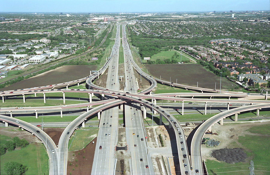 Dallas North Tollway at Bush Turnpike aerial views