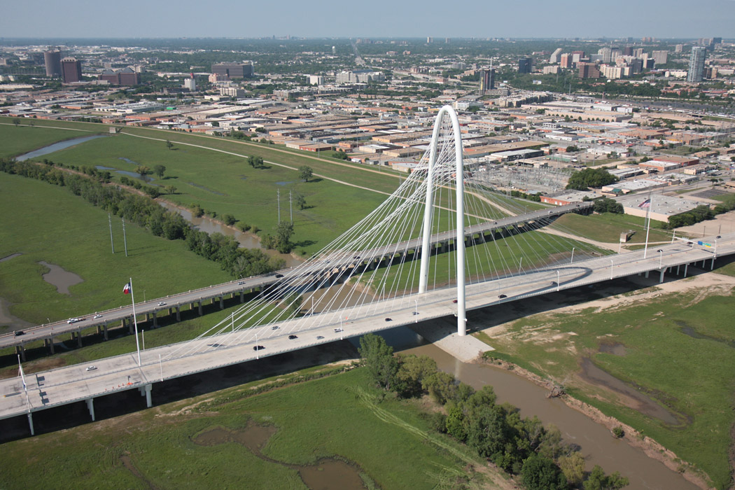 Margaret Hunt Hill Bridge aerial views