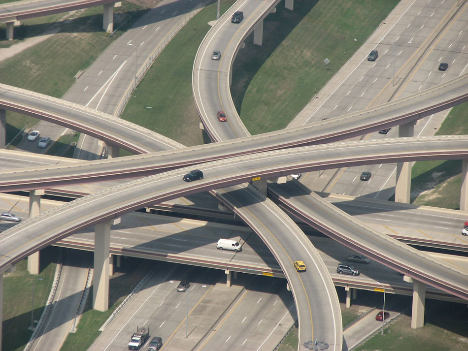 Dallas North Tollway at Bush Turnpike aerial views