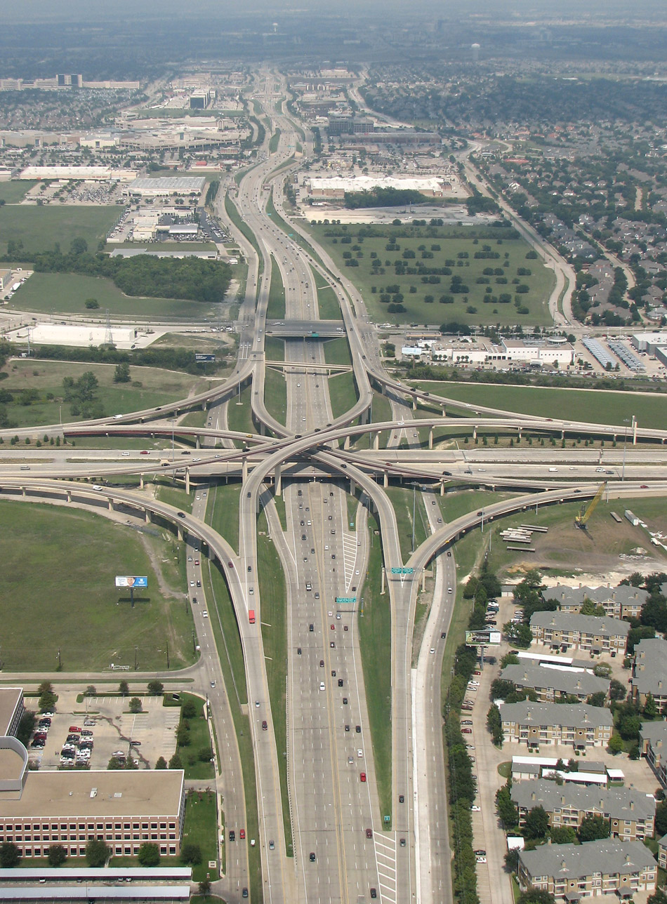 Bush Turnpike at the Dallas North Tollway aerial views