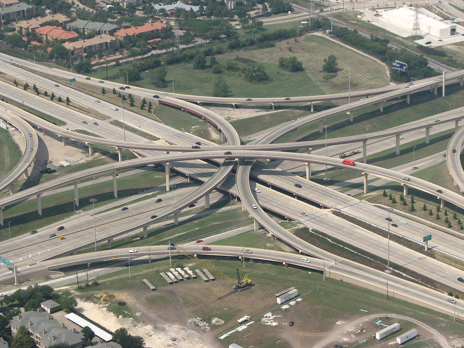 Bush Turnpike at the Dallas North Tollway aerial views